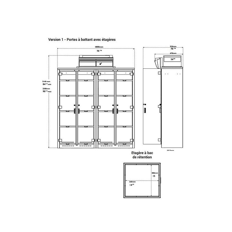 Armoire ventilée à filtration - Captair 1634 Smart, version portes ...